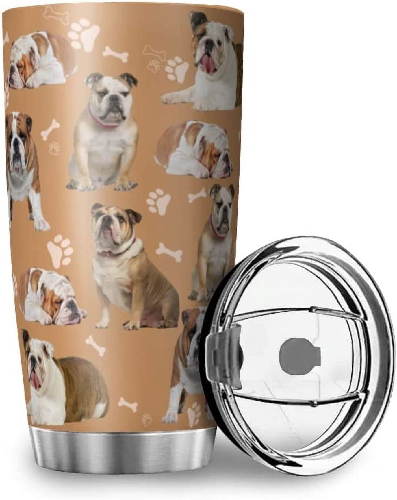 English bulldog Tumbler With Flip Lid Stainless Steel Coffee Cups ...