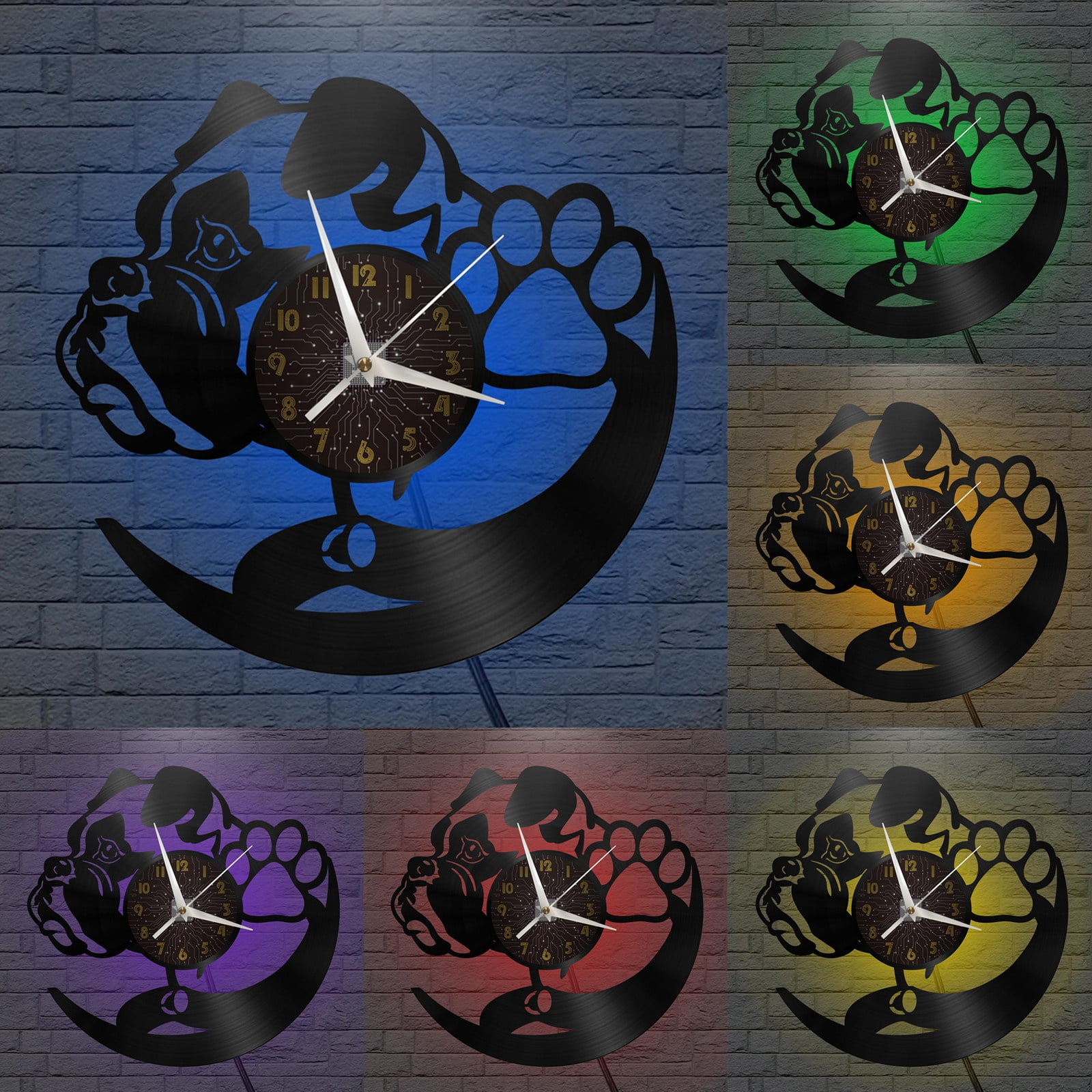 English bulldog dog Vinyl Record Wall Clock for Kitchen Wall Decor Wall ...