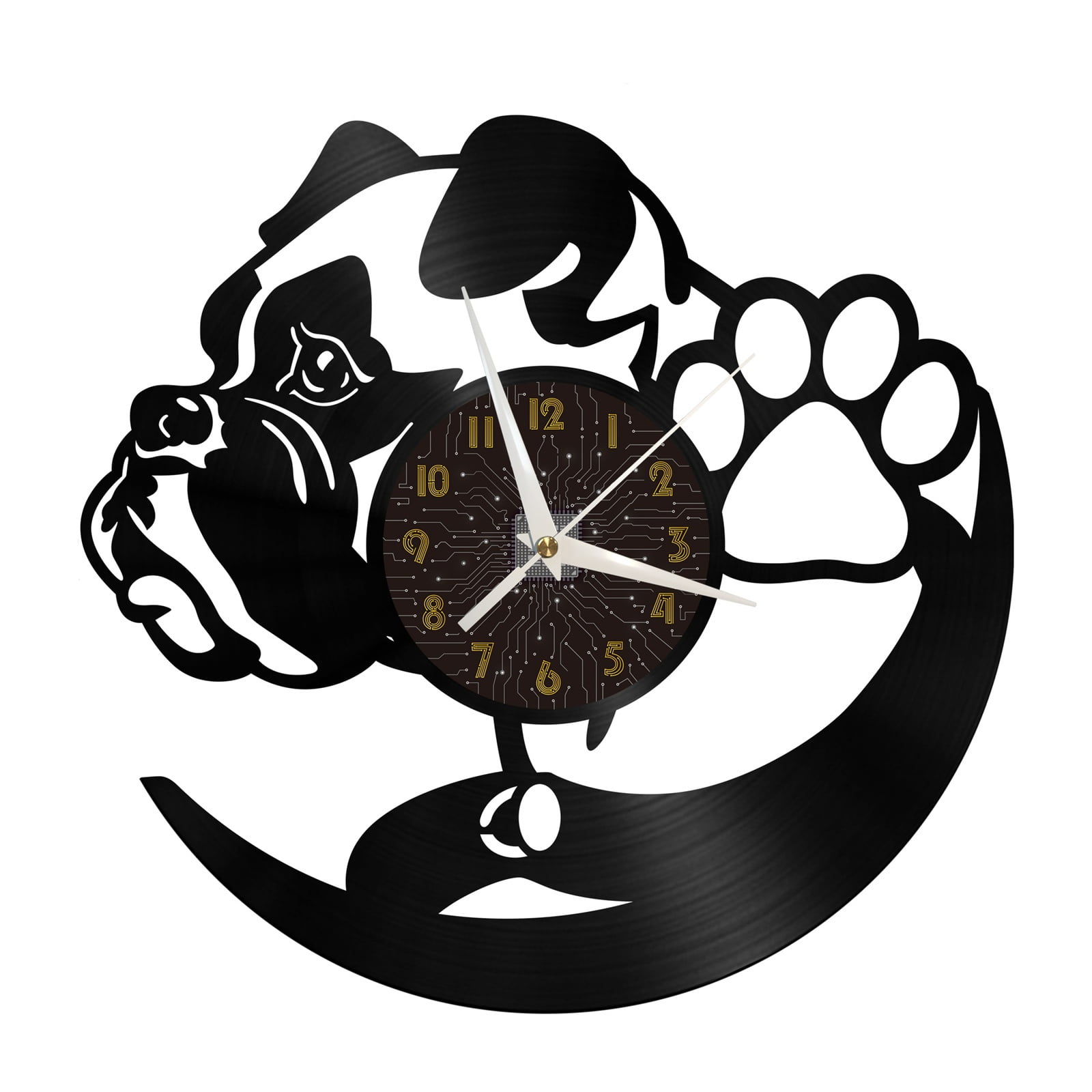 English bulldog dog Vinyl Record Wall Clock for Kitchen Wall Decor Wall ...