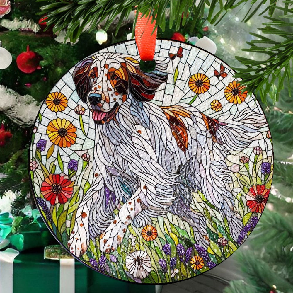 English setter wildflowers GLASS Suncatcher Hanging, english setter ...