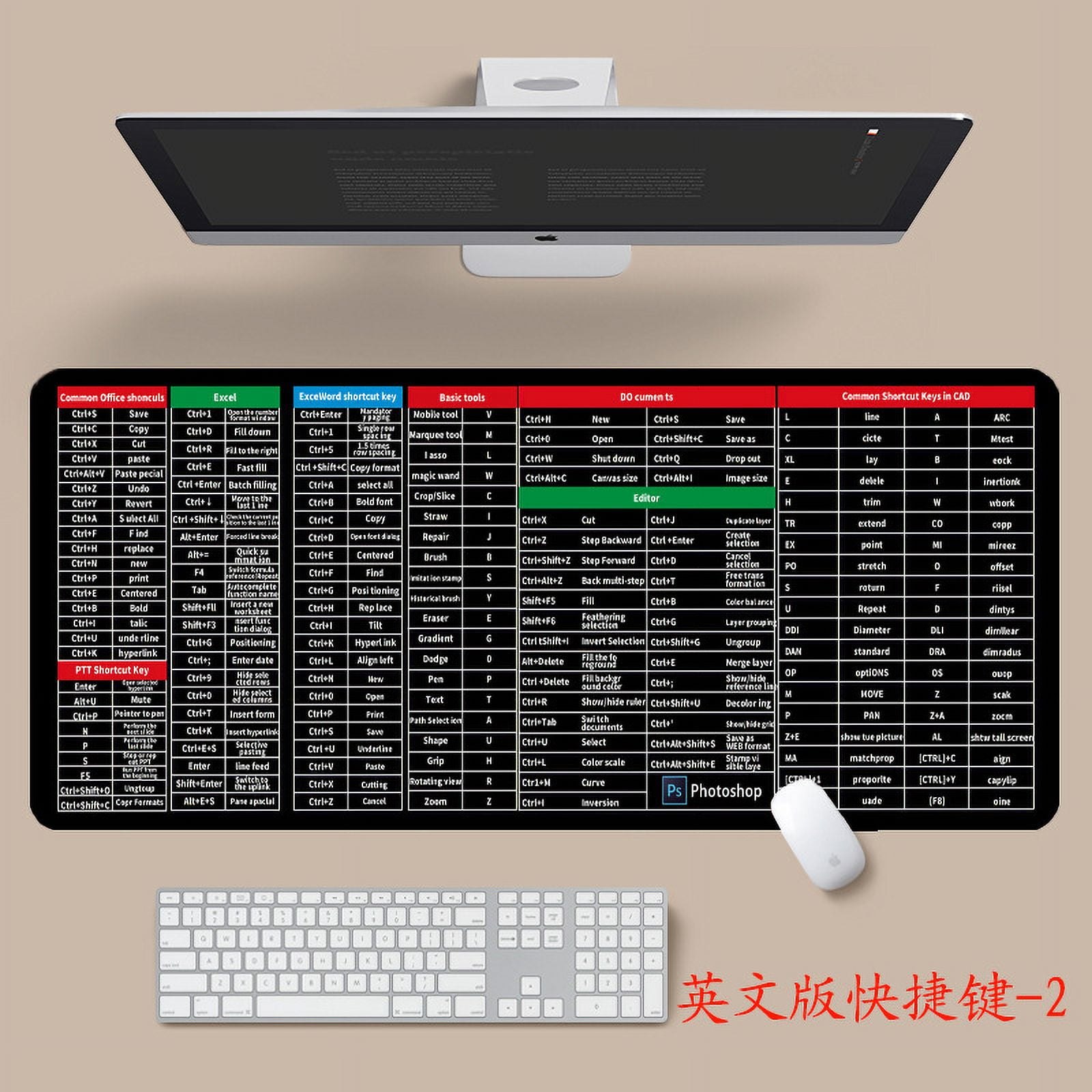 English version shortcut key mouse pad thickened lock edge computer ...