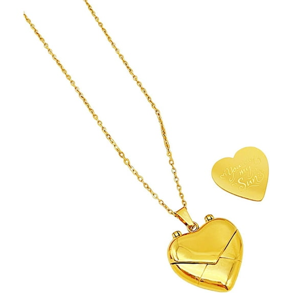 Engravable Heart Locket Envelope Necklace Secret Message Pendant Choker ...