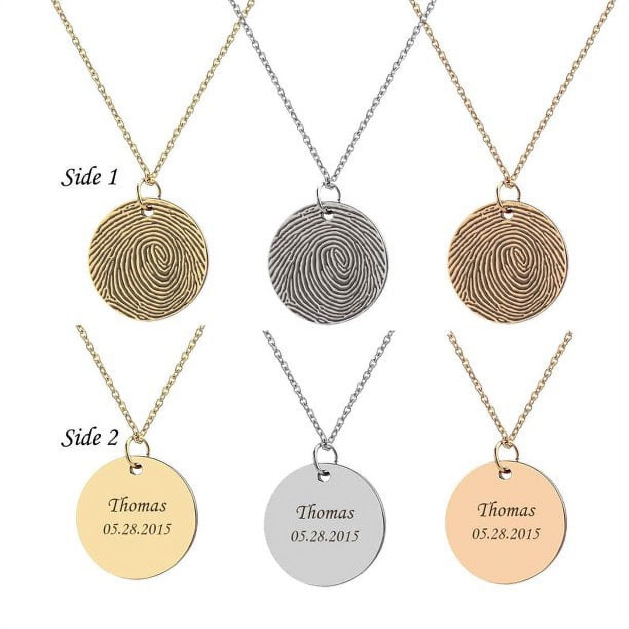 Engravable Round Disc Actual Fingerprint Pendant Memorial Keepsake ...