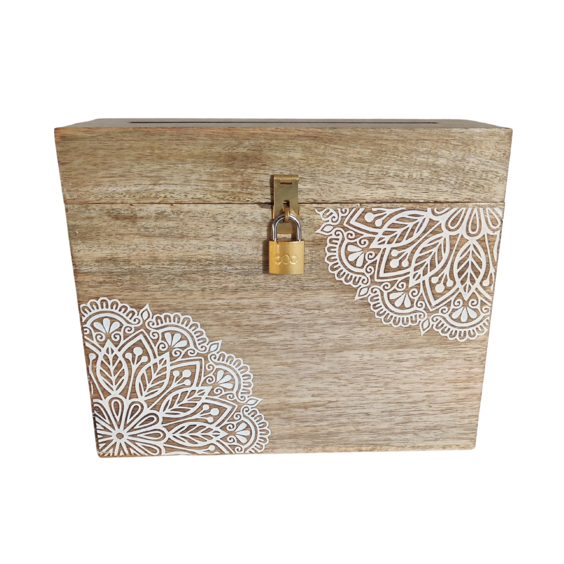 EngraveWood Card Box: Slot Lock Wishing Well for Weddings, Engagement ...
