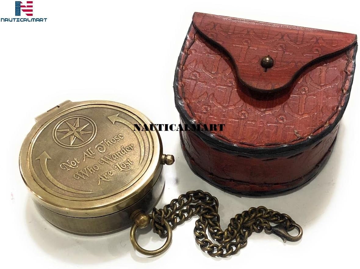 Engraved Brass Compass Gift Not All Those Who Wander are Lost Inspirational Travel Quote Compass ...