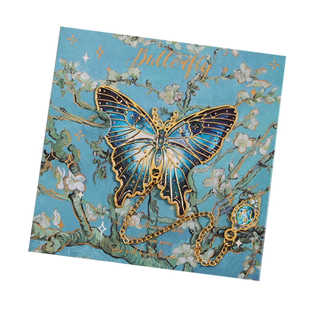 Engraved Butterfly Bookmarks with Pendant Metal Bookmarks Book Marker ...