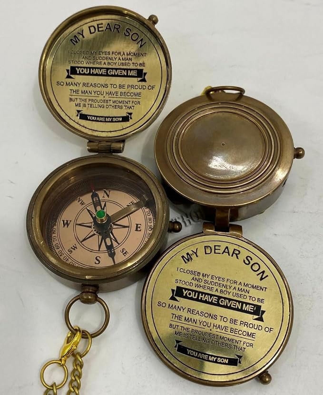 Engraved Compass My Dear Son Brass Compass Engraved Gifts for Men ...