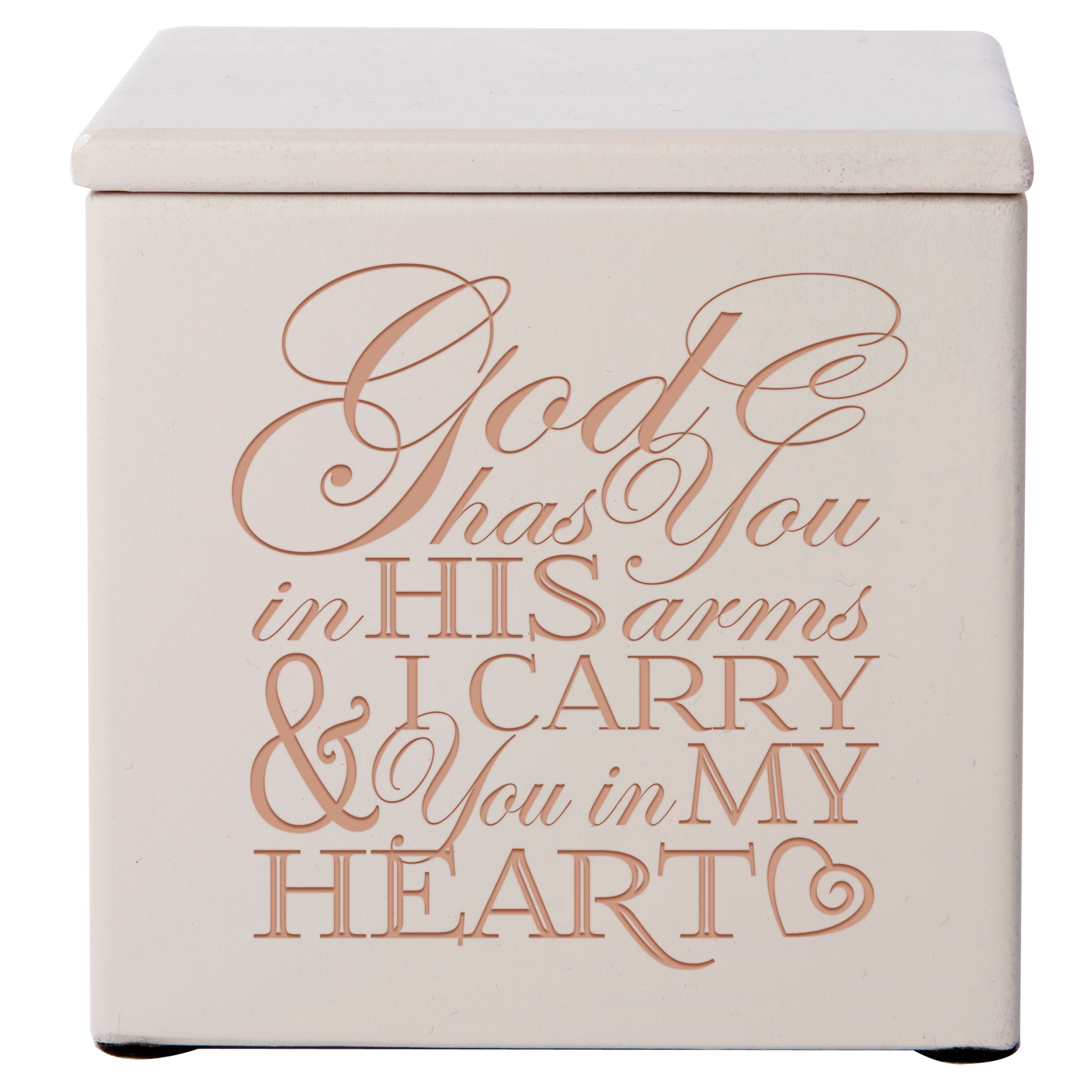 Engraved Cremation Urn - God Has You In His Arms - Holds SMALL Portion ...