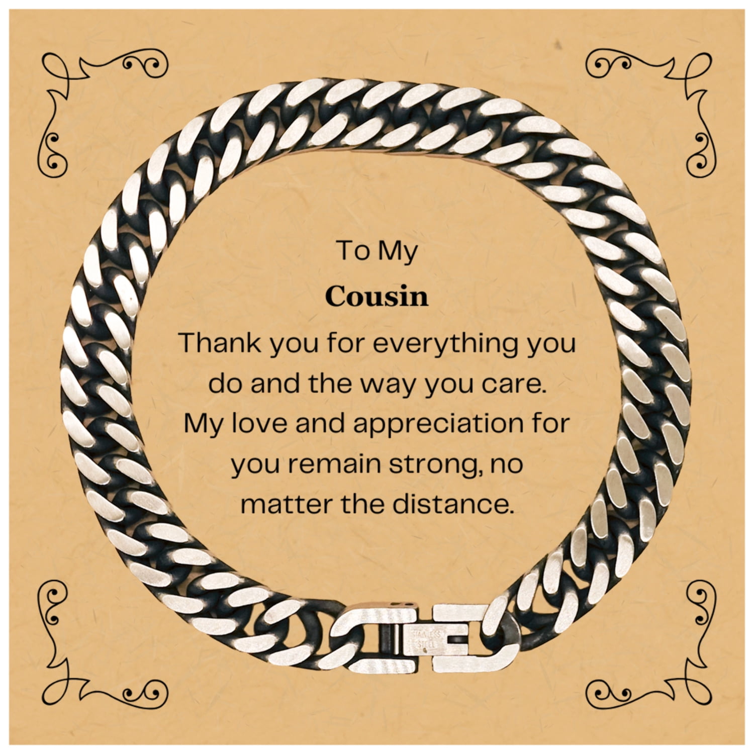 Engraved Cuban Link Chain Bracelet for Cousin - My Love and ...