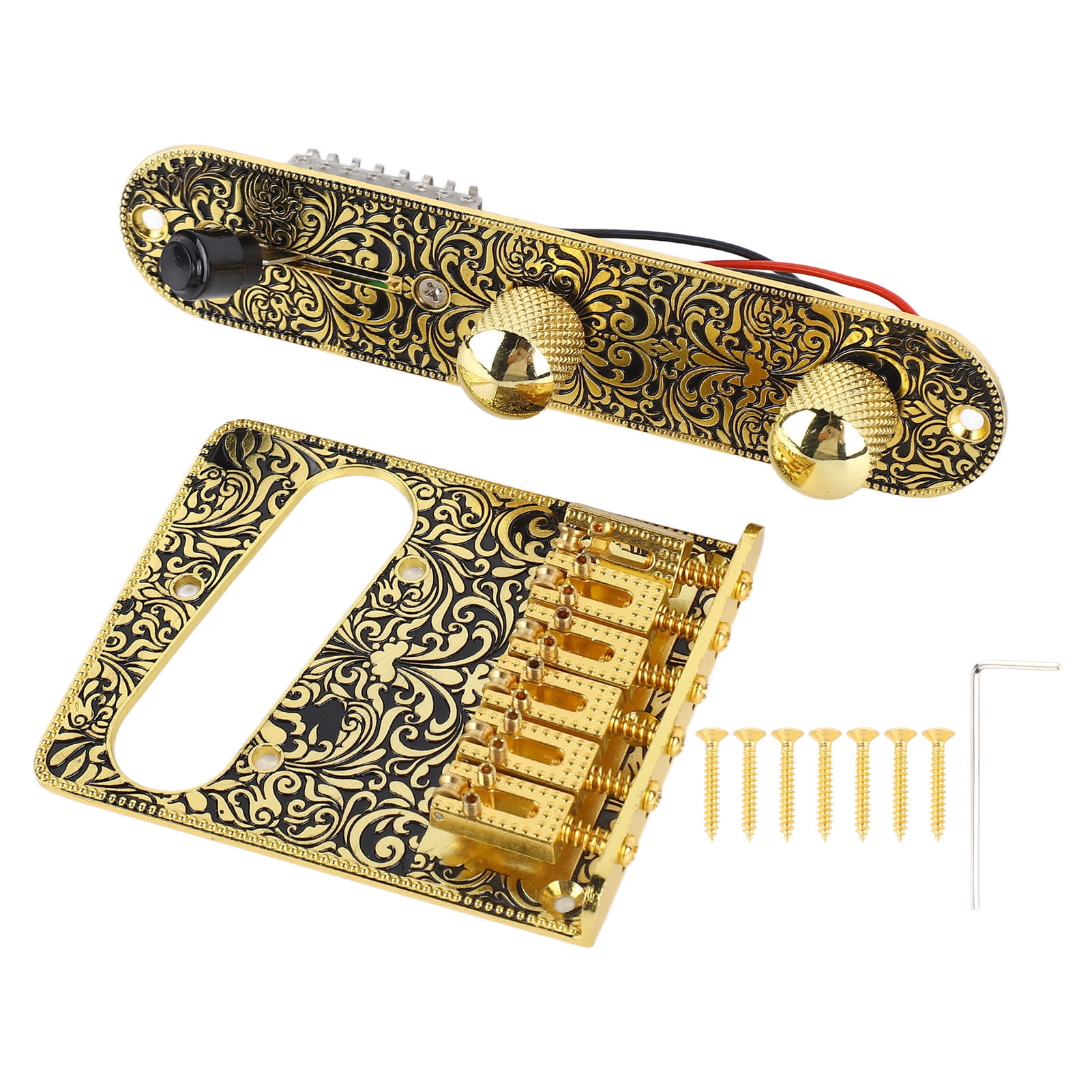 Engraved Electric Guitar Bridge Volume Control Plate Set Guitar Bridge ...