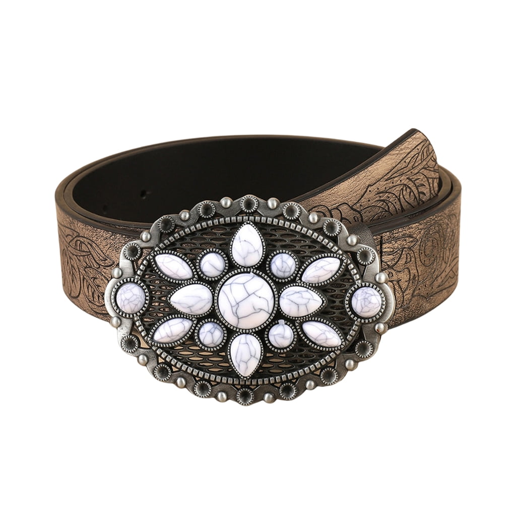 Engraved Flower Belt Vintage Western Belt Cowboy Belt Vintage White ...