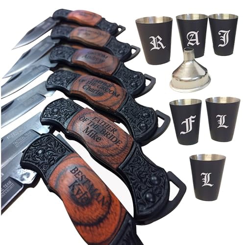 Engraved Gift Set of 9 | Personalized Pocket Knife | Engraved Shot ...