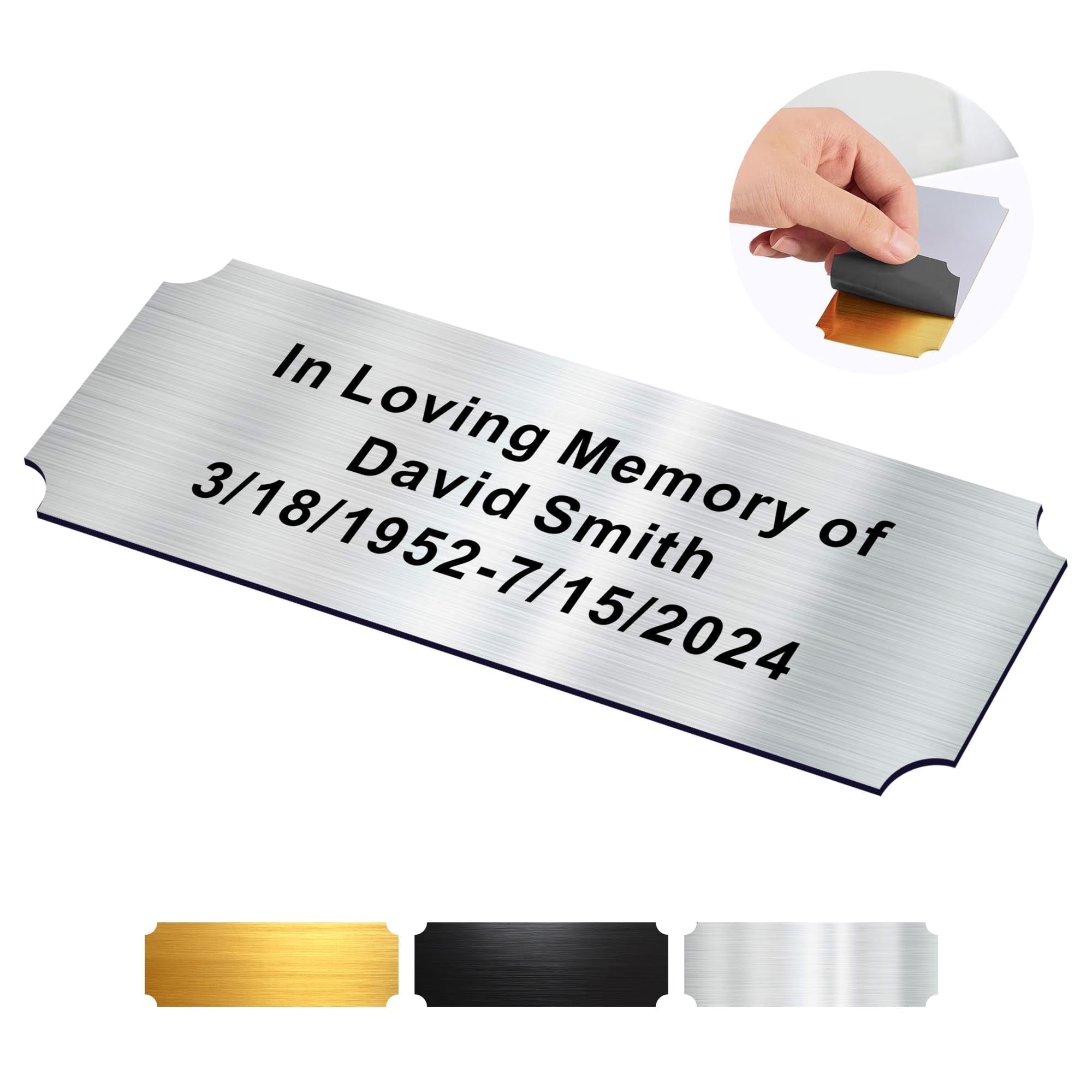Engraved Metal Name Plate Personalized Memorial Plaques for Doors Urns ...