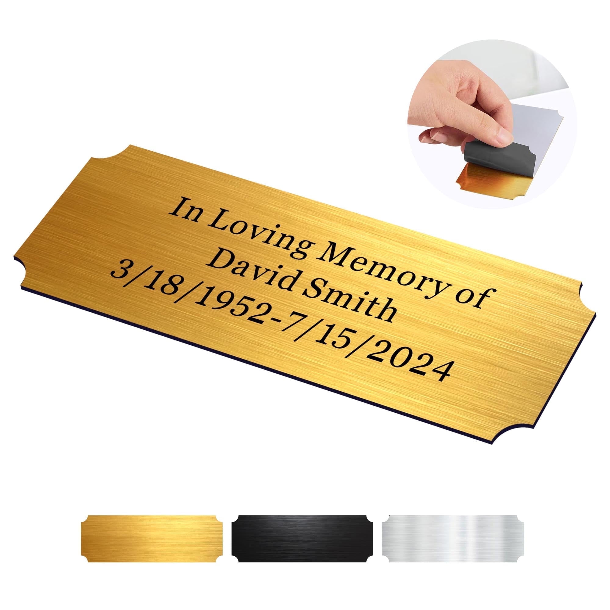 Engraved Metal Name Plate Personalized Memorial Plaques for Doors Urns Solid Metal Plate 1x3 in ...