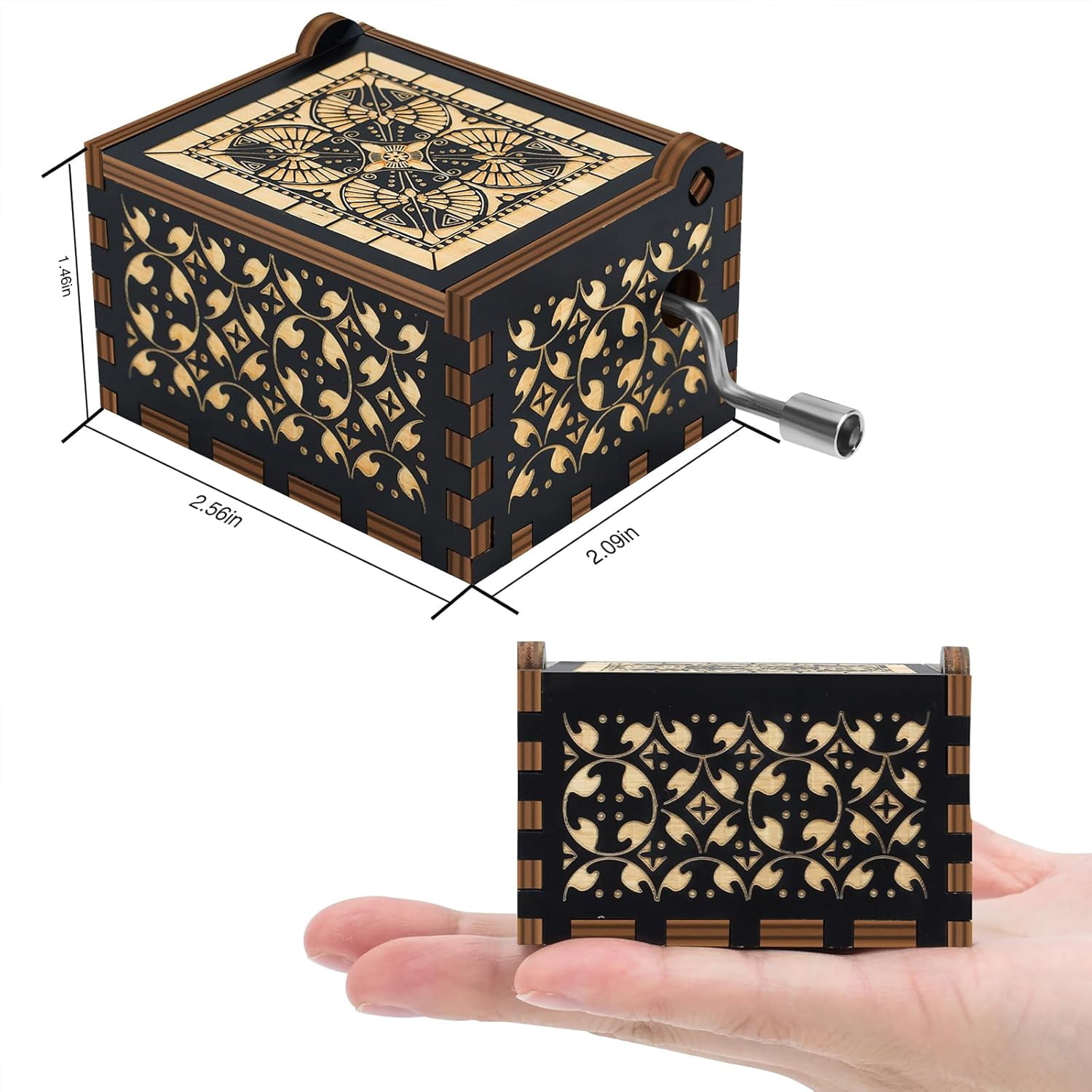 Engraved Music Box, Happy Birthday Hand-Operated Wooden Music Boxes For ...