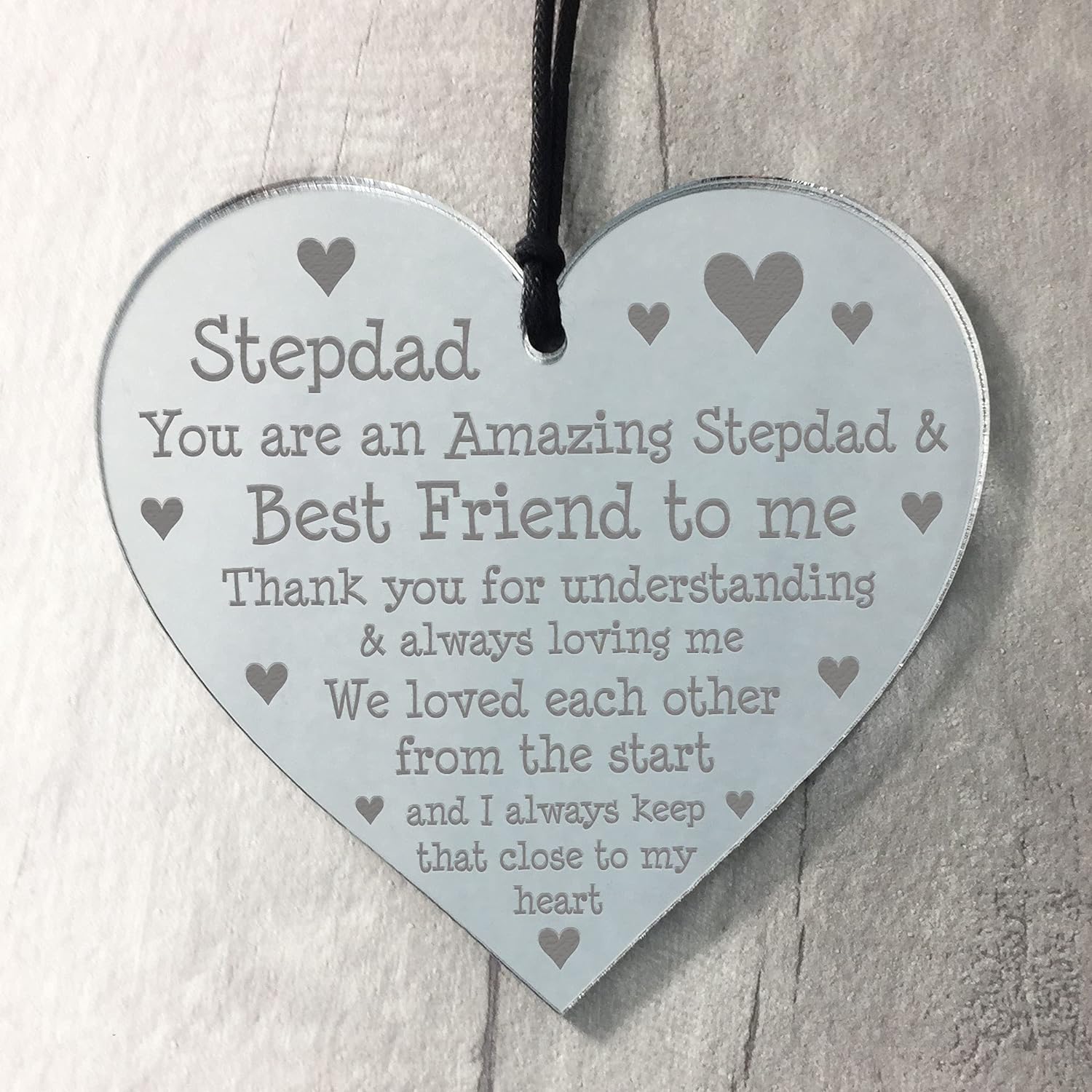 Engraved Plaque Step-Dad Birthday Thank You Heart Present 4x4 inch ...