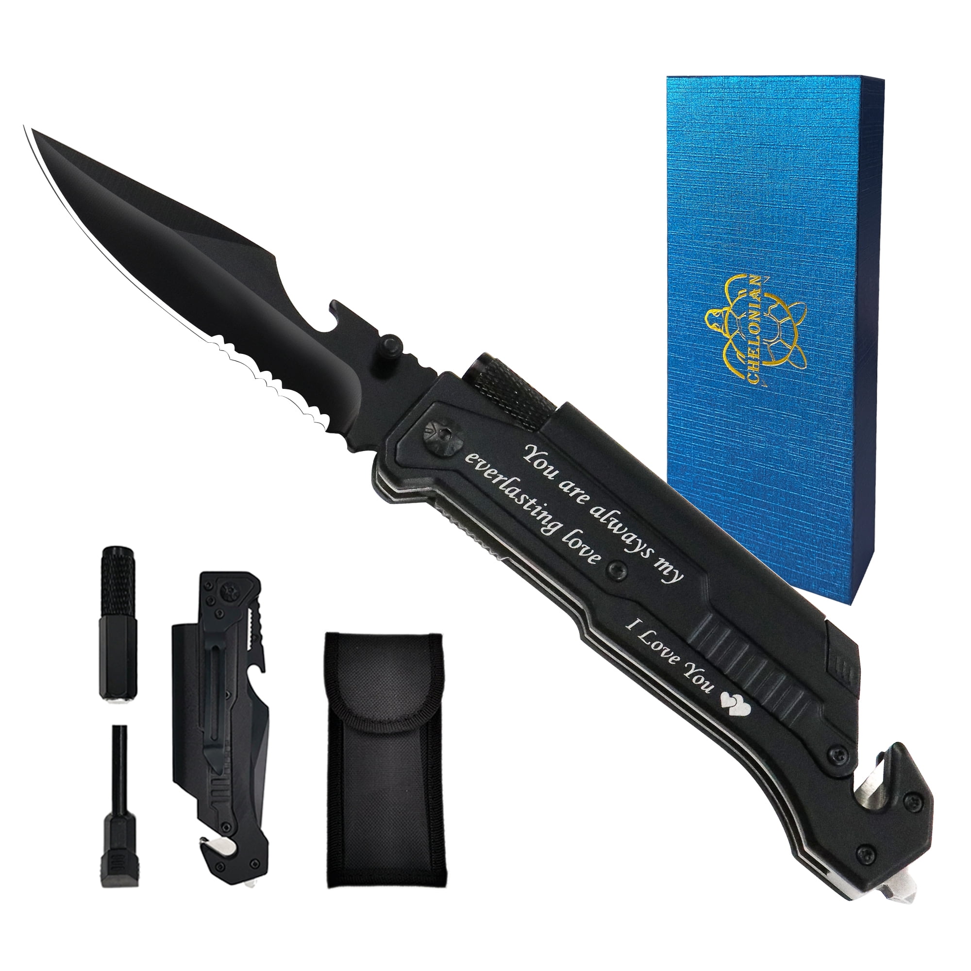 Engraved Pocket Knife for Men,6 in 1 Multifunction Folding Knives with ...