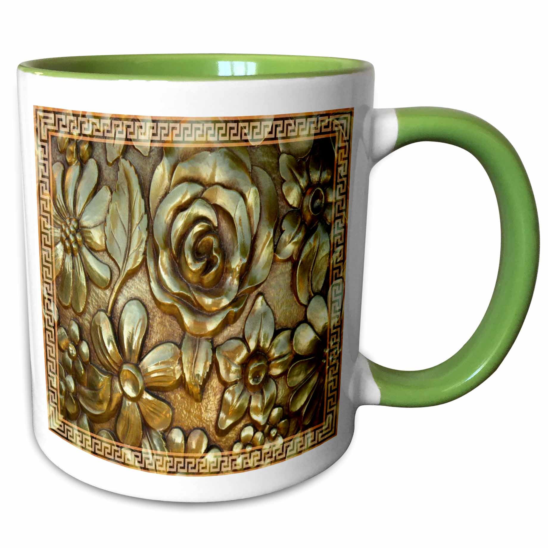 3drose, Engraved Rose Look Pattern, 11oz Two-tone Green Mug - Walmart.com