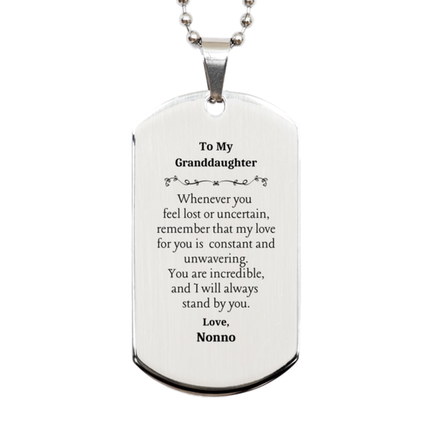 Engraved Silver Dog Tag Granddaughter Gift - Constant Love and Support ...