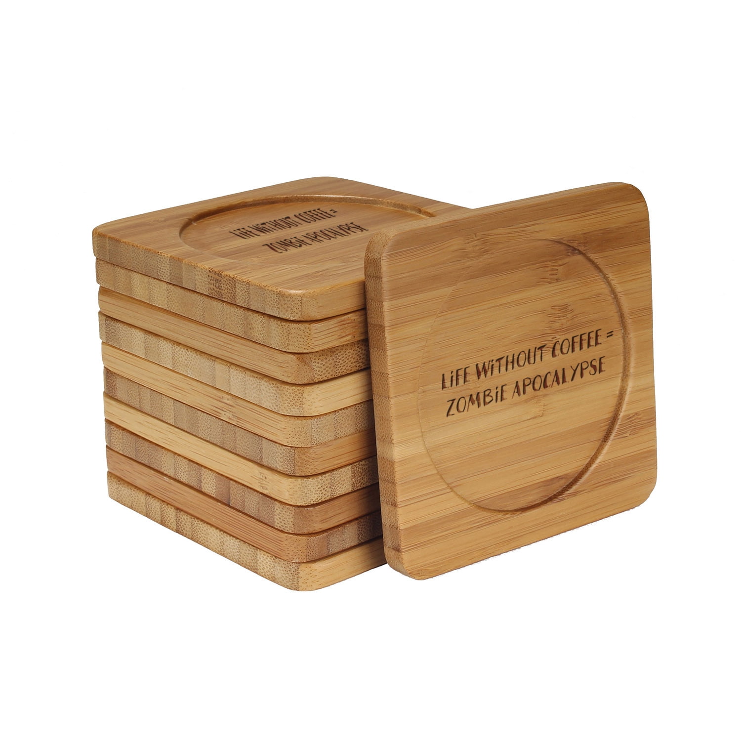 BambooMN - Laser Engraved Coasters - Coffee/Tea Themed - Square - Life ...