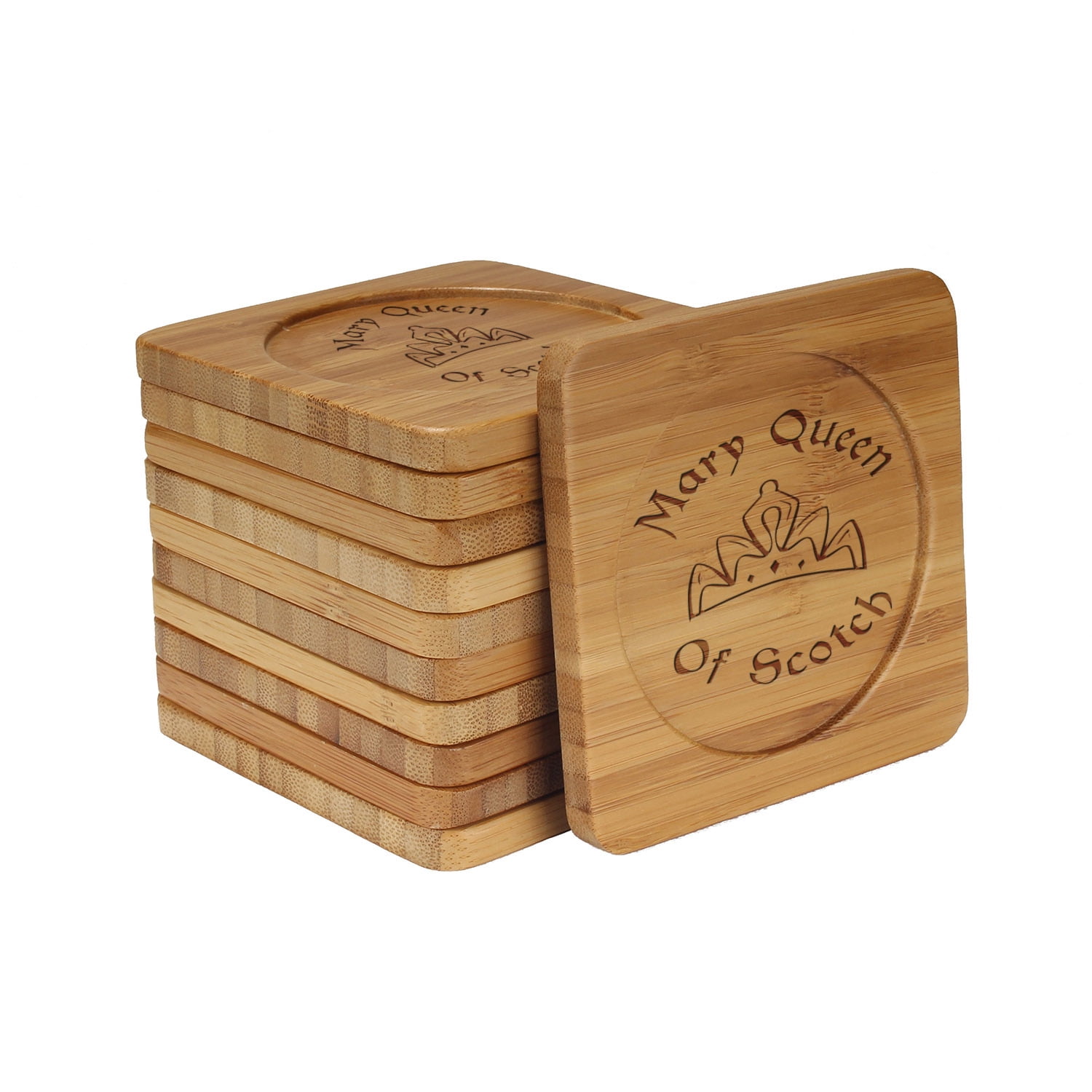 Engraved Square Bamboo Coaster - Dark Ales Names - Mary Queen of Scotch ...