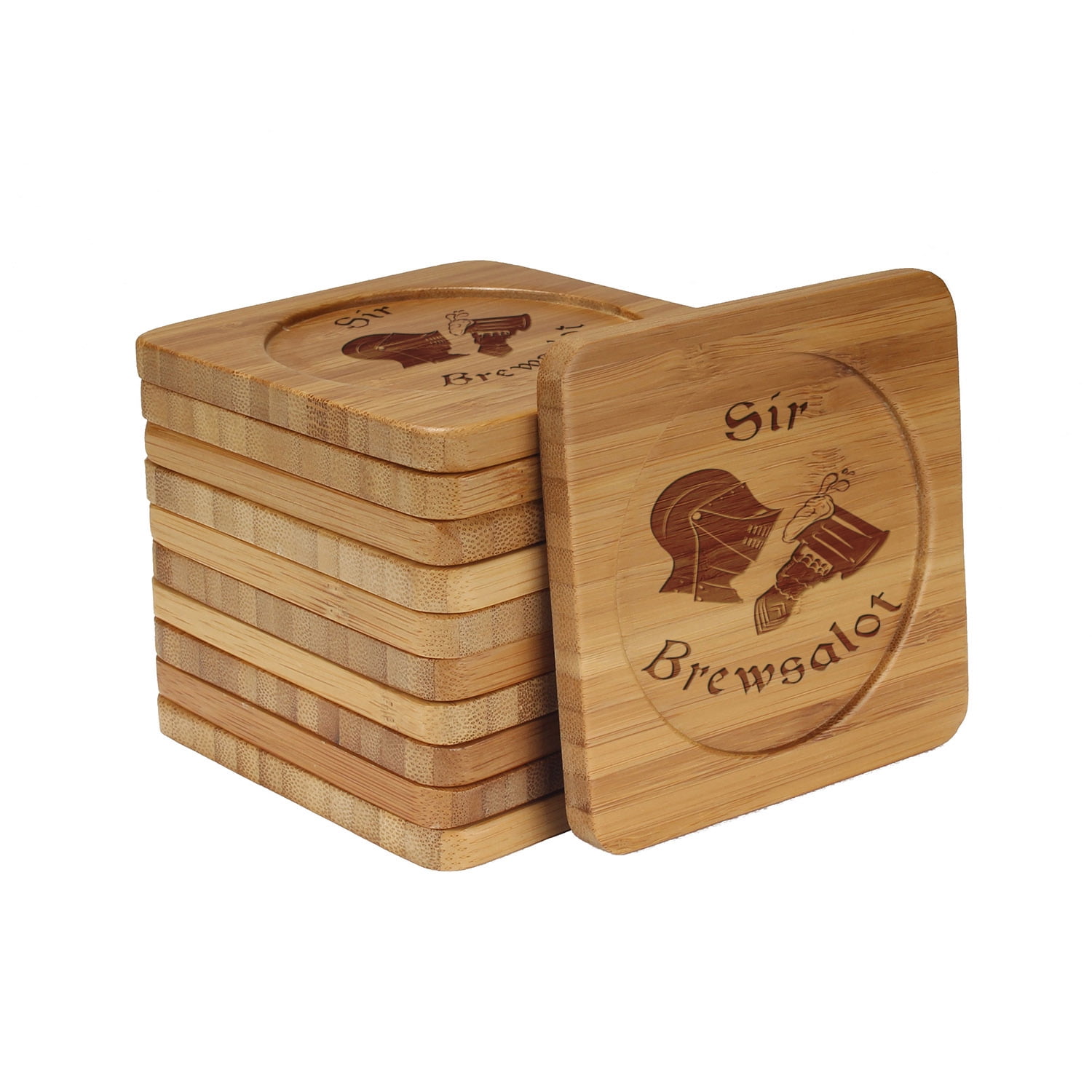 Engraved Square Bamboo Coaster - Dark Ales Names - Sir Brewsalot - 4 ...