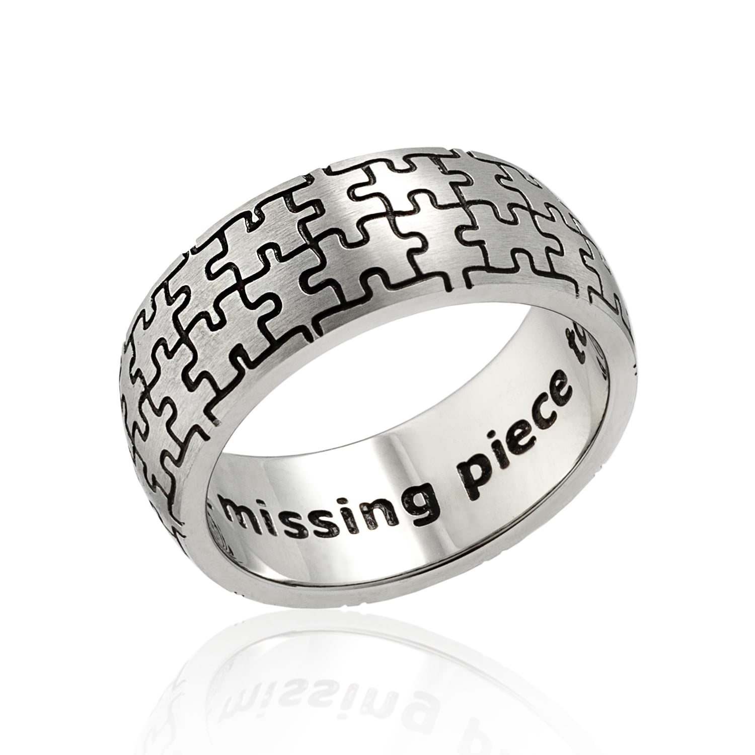 Engraved Stainless Steel Autism Awareness Puzzle Ring - "You are the ...
