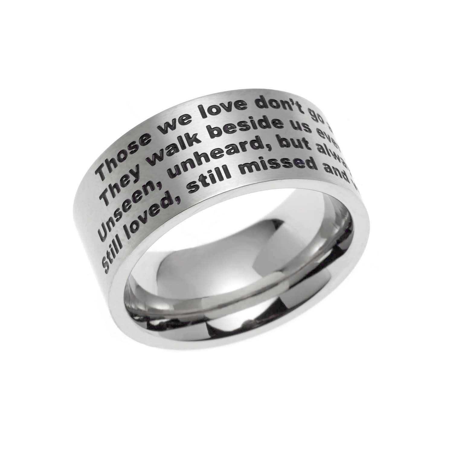 Engraved Stainless Steel Memorial Ring with "Those We Love" Poem ...
