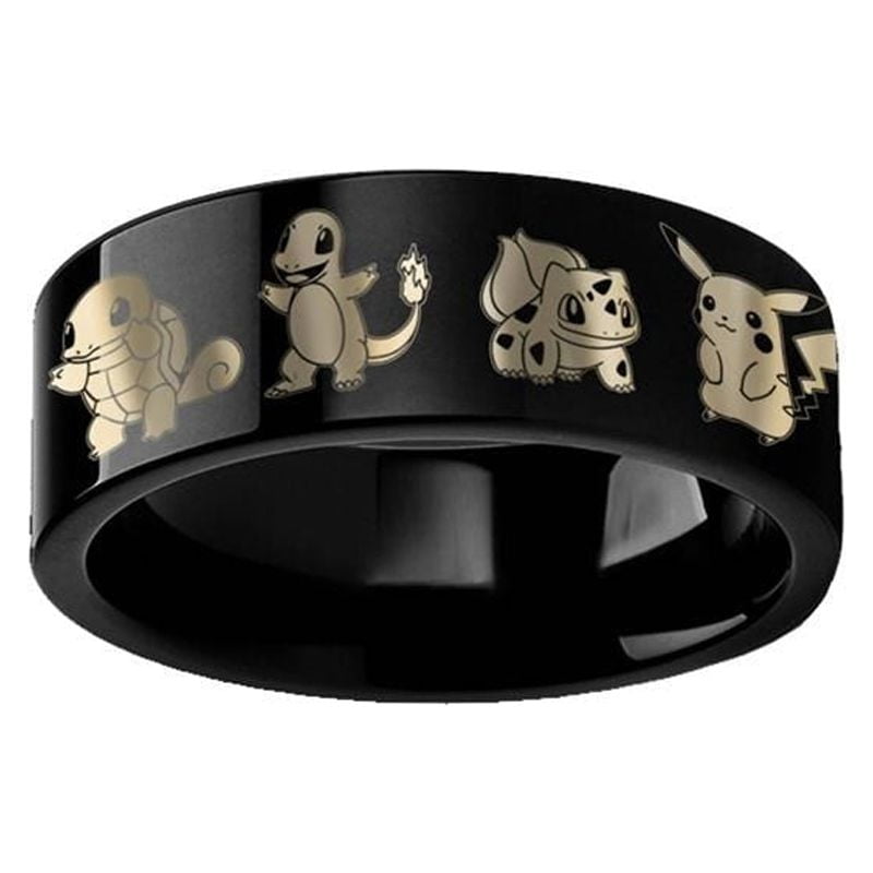 Engraved Starter Pokemon Pikachu Charmander Squirtle Bulbasaur Black ...