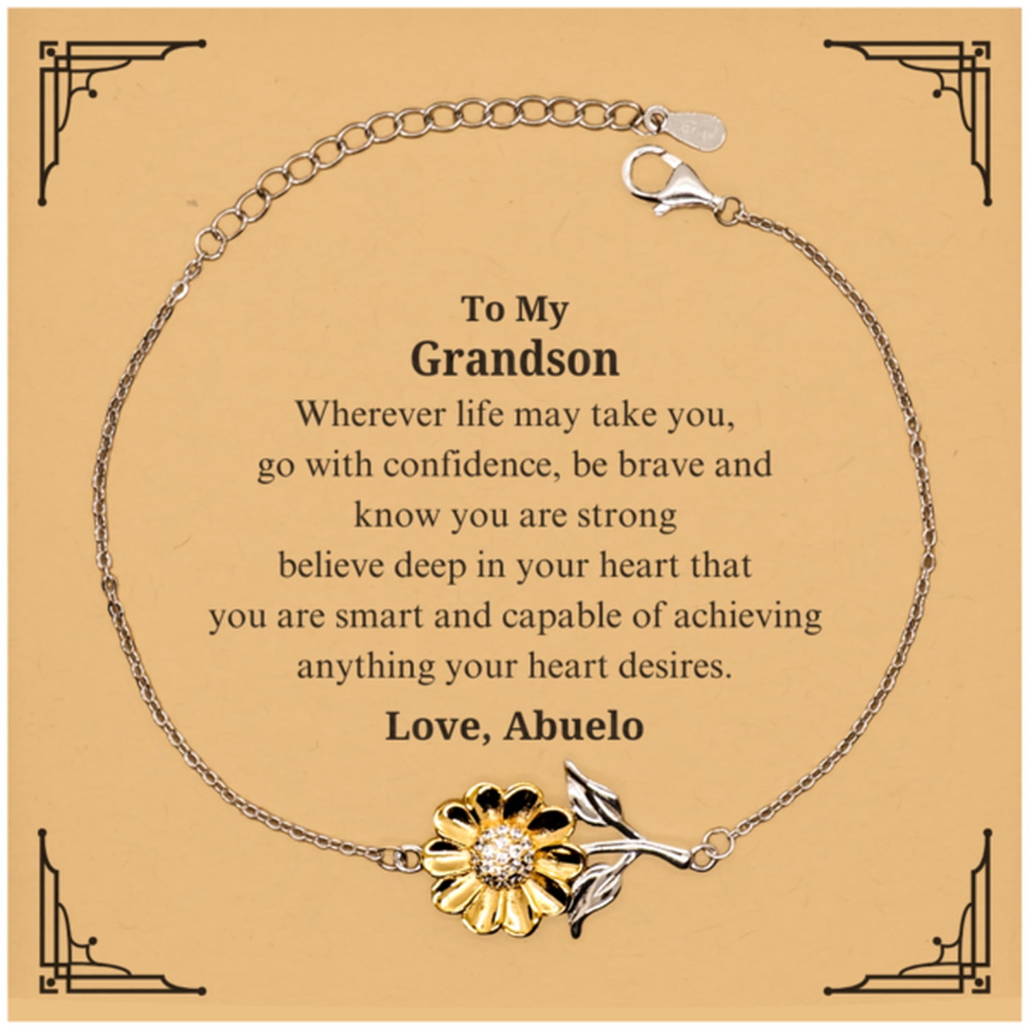 Engraved Sunflower Bracelet Grandson Gift Wherever Life Takes You, Be ...