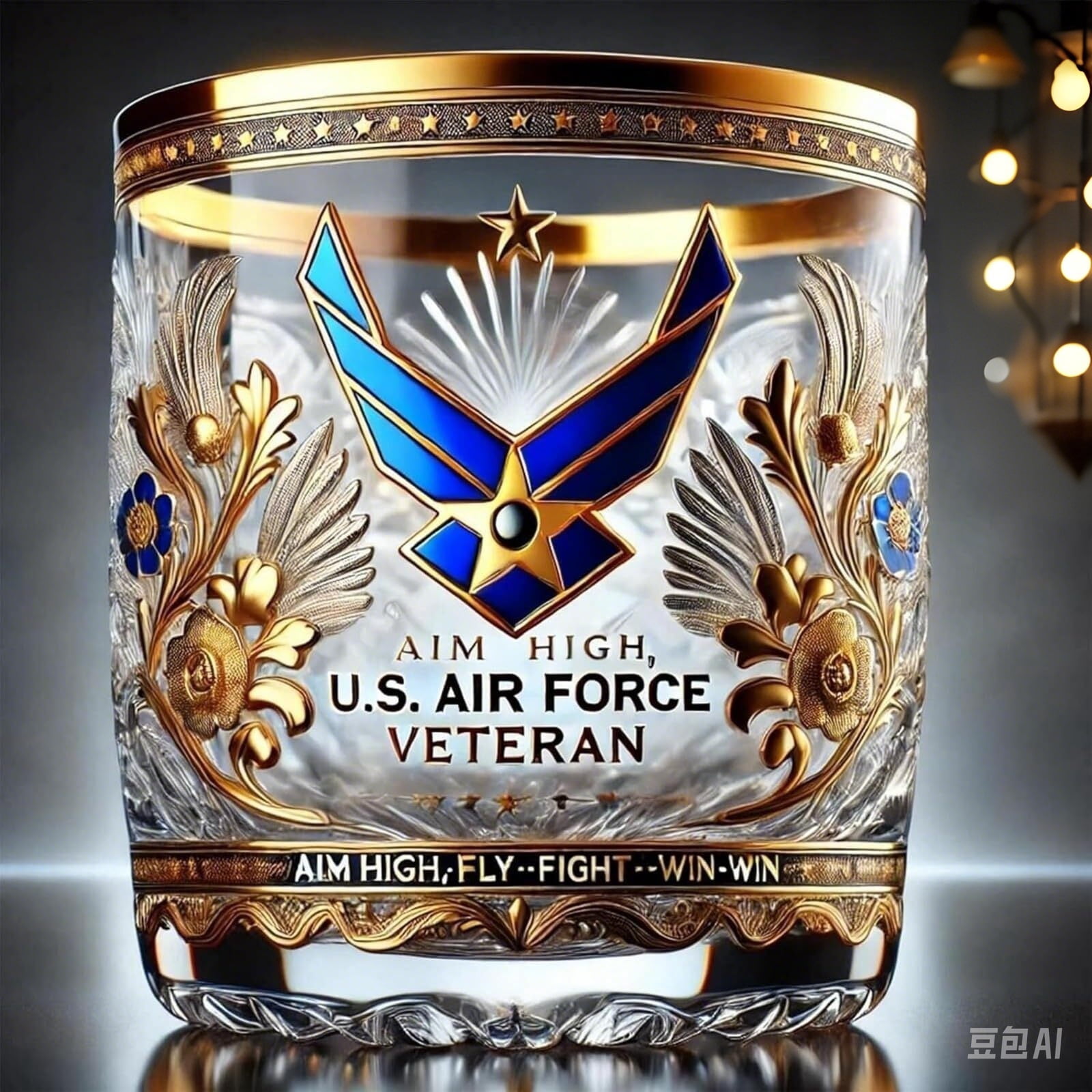 Engraved Veteran Tribute Glass 10oz Whiskey Glass with Gold Accent ...