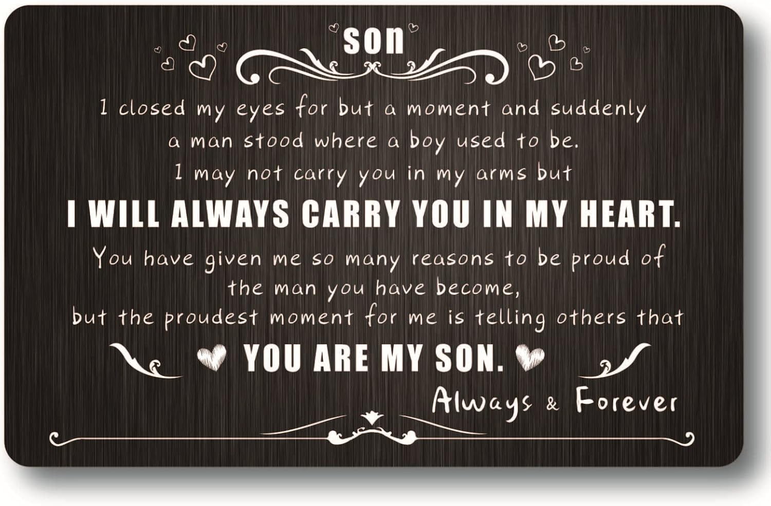 Engraved Wallet Insert Card for Son Love Note Wallet Insert Stainless ...
