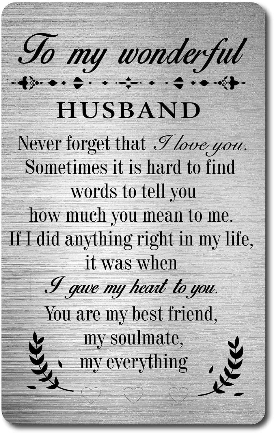 Engraved Wallet Insert I Love You Metal Wallet Card Insert Mini Love ...