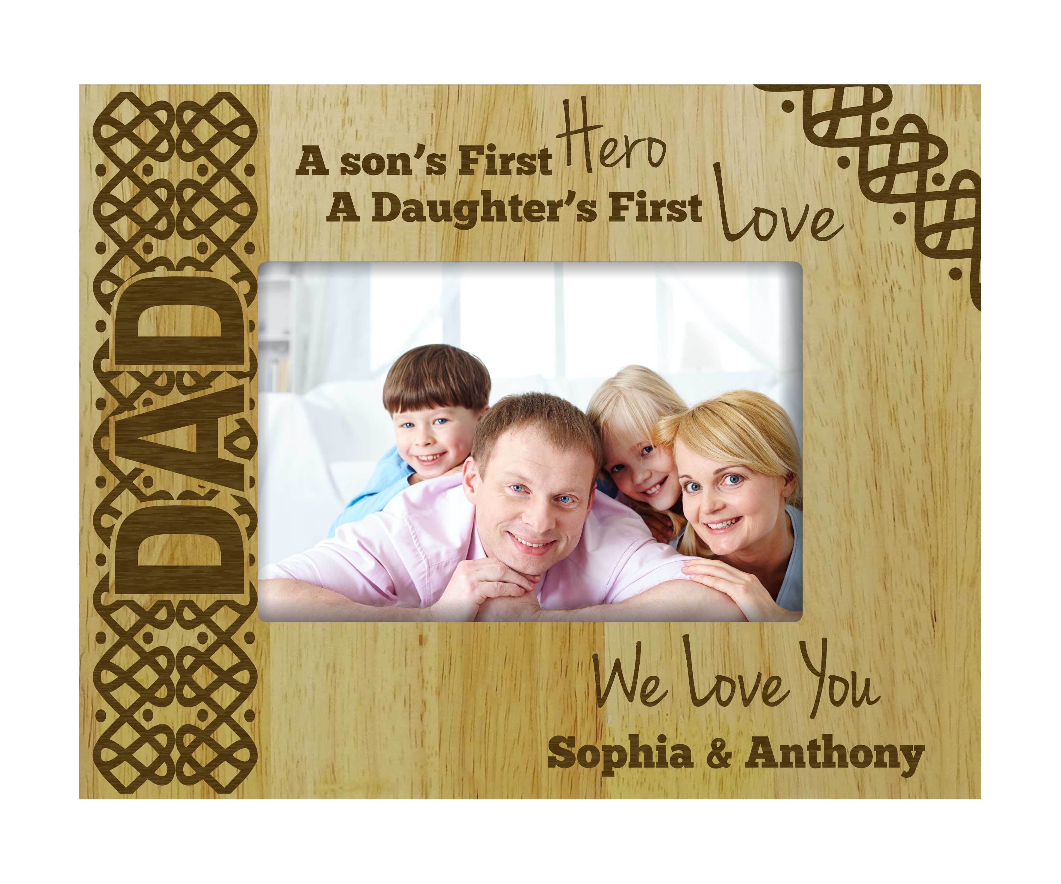 Engraved Wood Personalized Picture Frame With Names, Fathers Day Gift ...