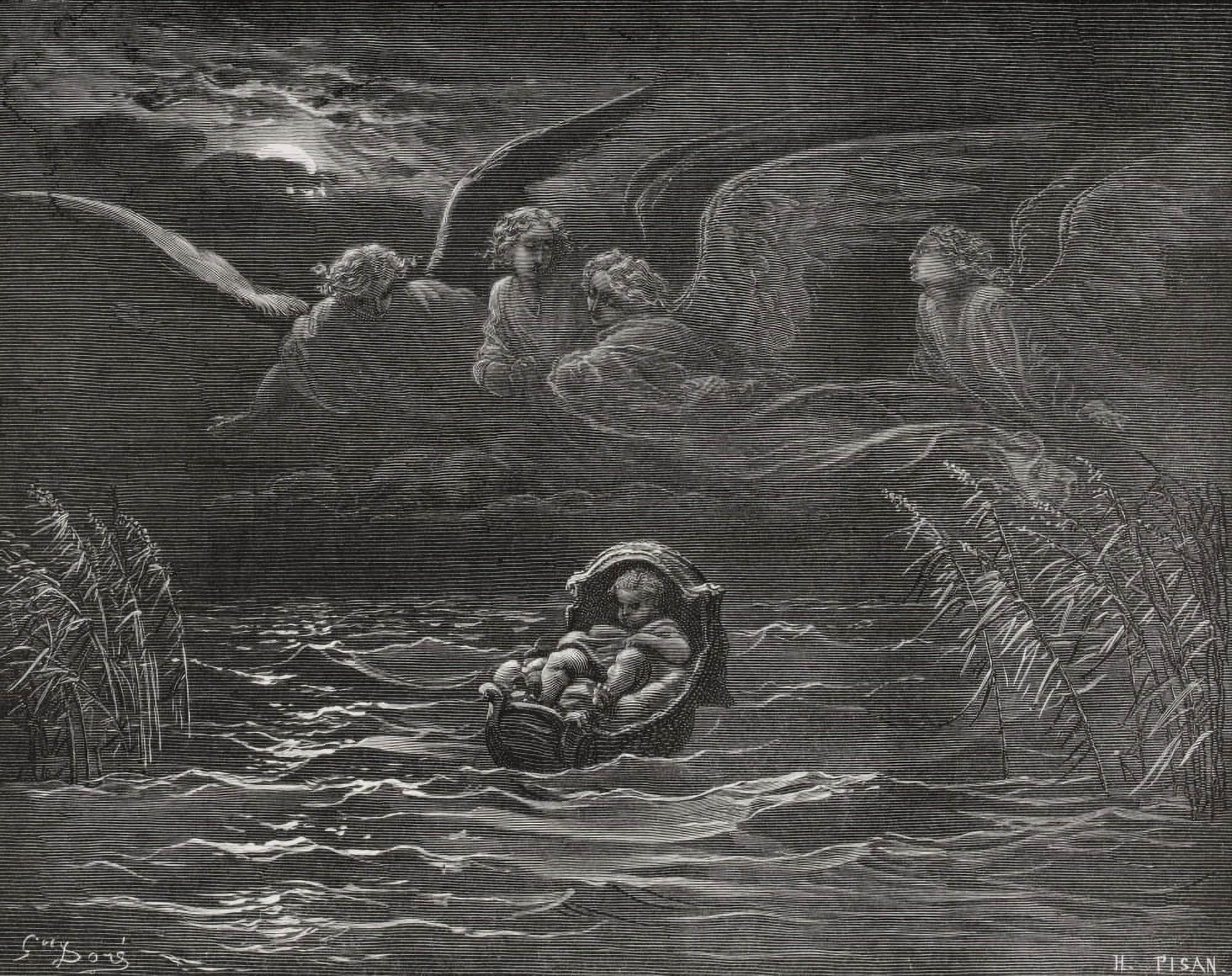 Engraving From The The Dore Bible Illustrating Exodus Ii 1 To 4 The ...
