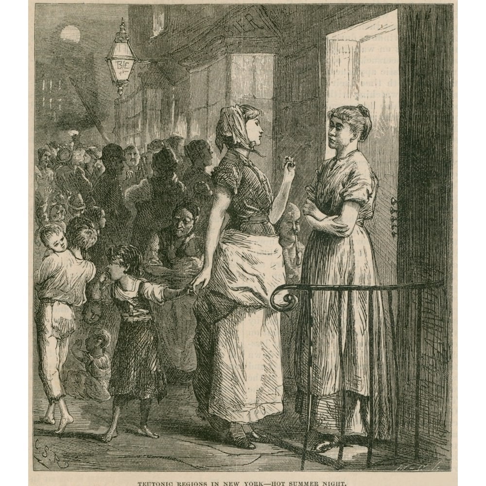 Engraving Of A Hot Summer Night In The German Neighborhood Of New York ...