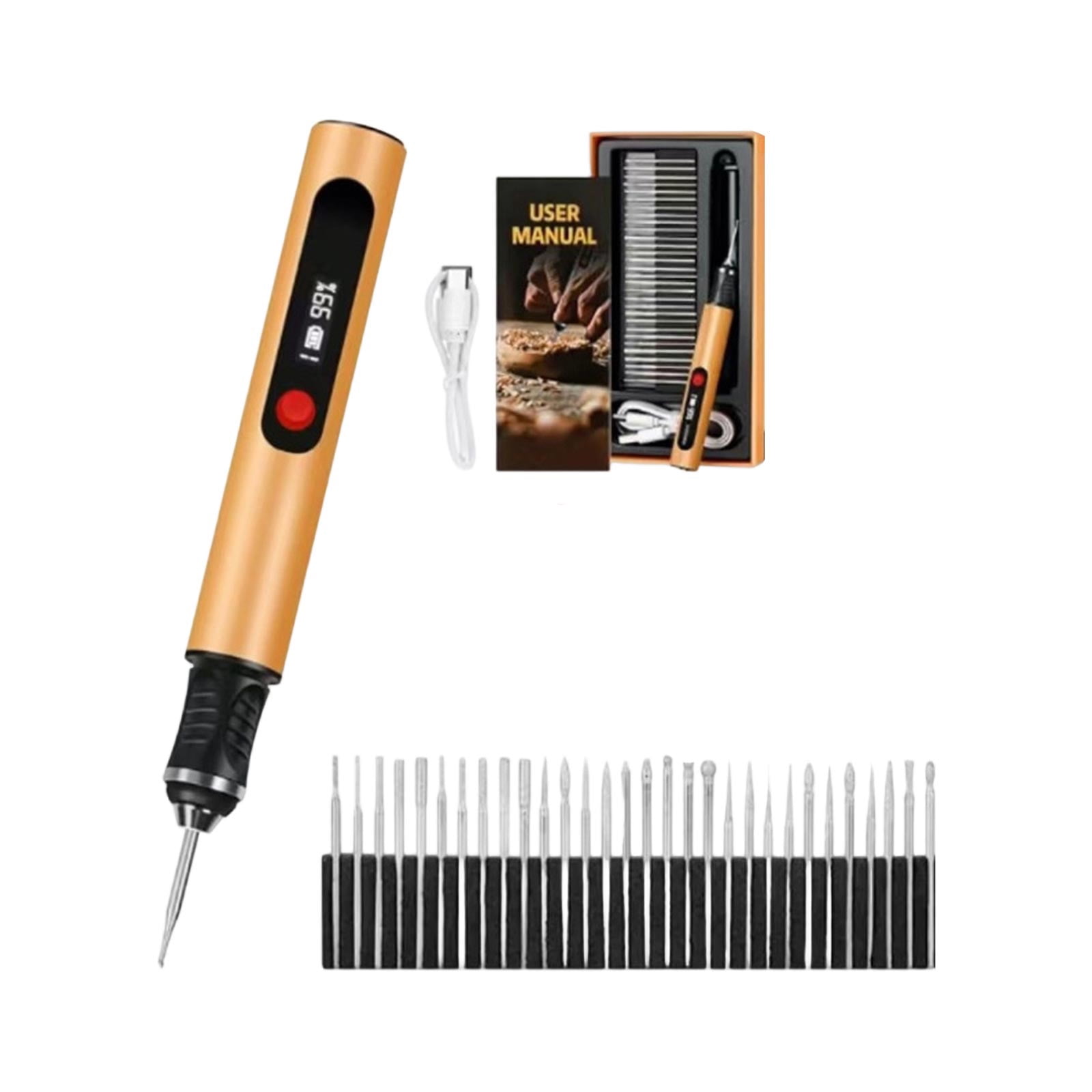 Engraving Pen Cordless Carving Pen with Stencils and 30 Drill Bits Usb ...