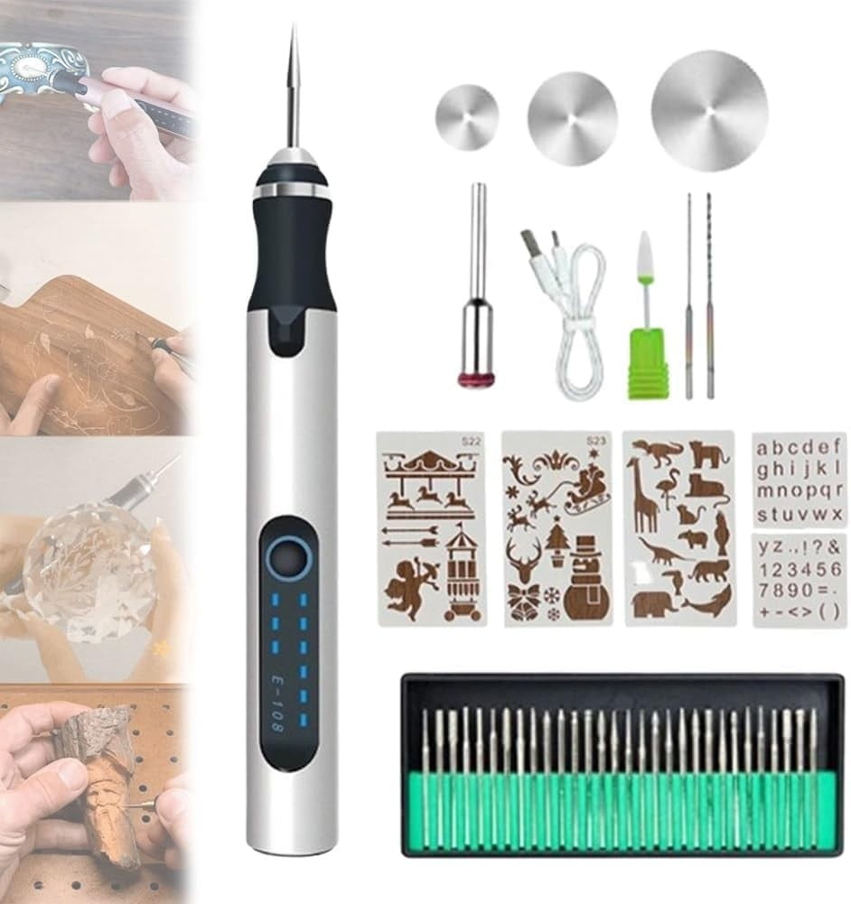 Engraving Pen Electric Engraving Pen with 30 Bits, USB Rechargeable ...