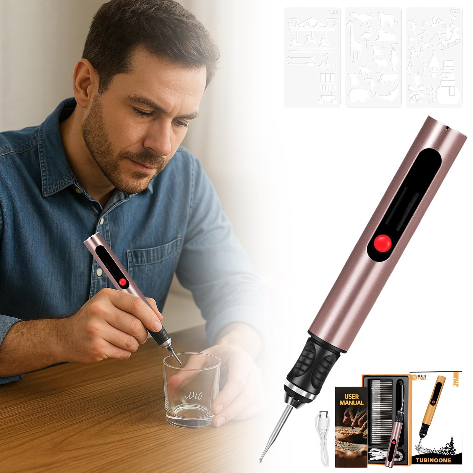 Engraving Pen Tool for Metal - Cordless Electric Etching Engraver Pen Kit, Portable Engraving ...
