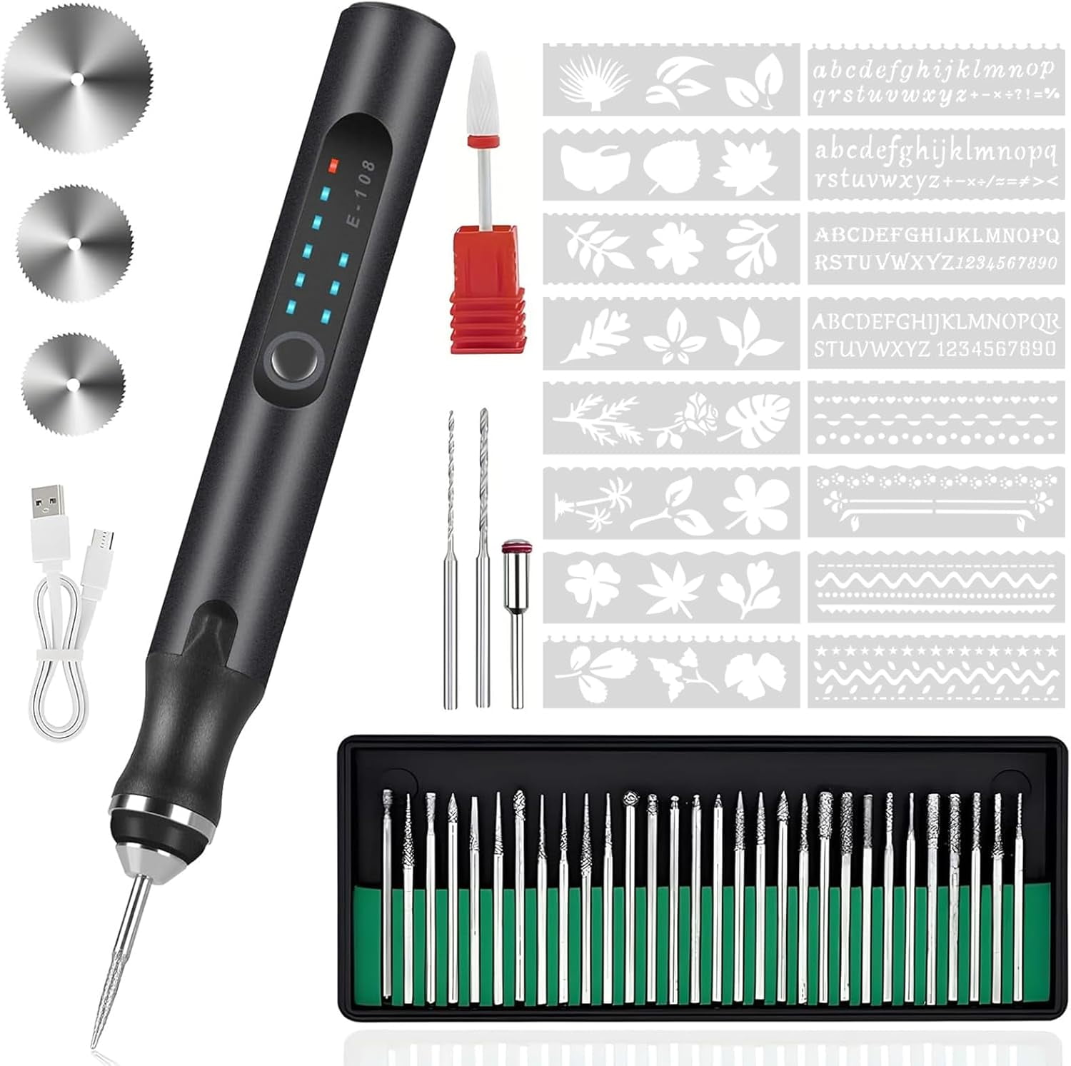 Engraving Pen with 37 Bits, USB Rechargeable Cordless Etching Engraving ...