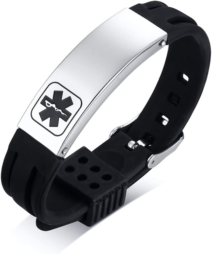 Engraving Silicone Medical Alert Medical SOS for Men Boy - Walmart.com