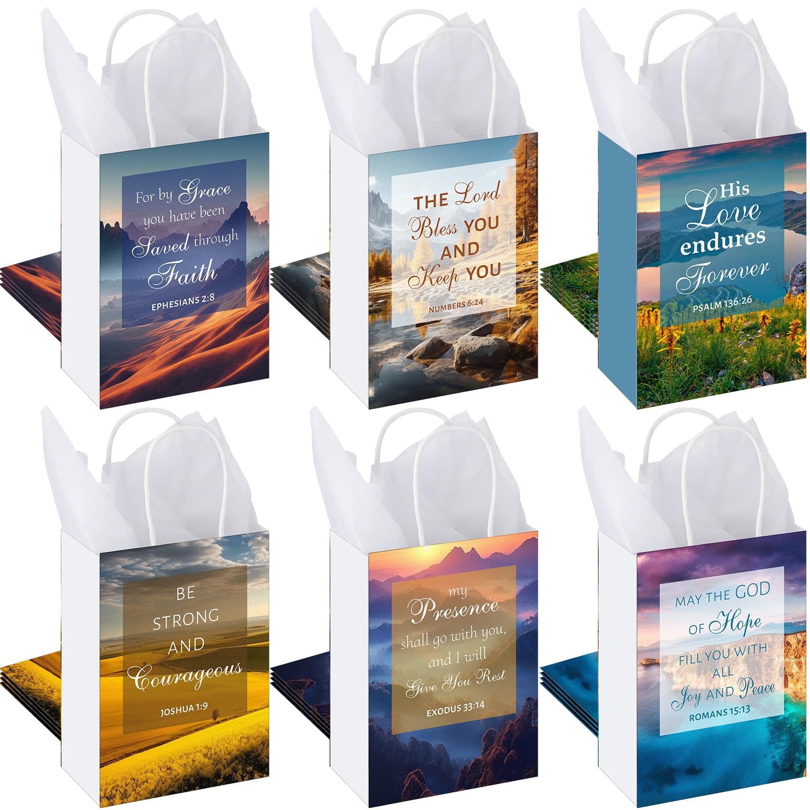 Engrowtic 24 Pcs Bible DHF10 Verse Paper Gift Bags Tissues Christian ...