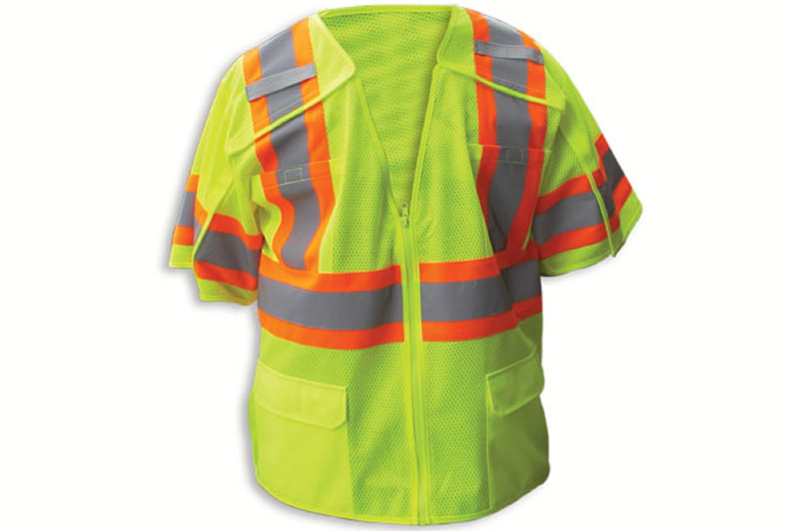 Enguard LIME Poly Mesh Reflective Safety Vest, 5PT Breakaway, Class 3 ...