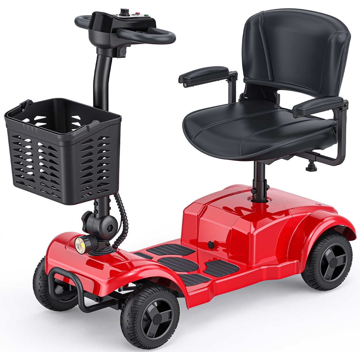 Engwe 4 Wheel Mobility Scooter for Seniors,Foldable Powered Mobile Wheelchair with Basket,Red ...