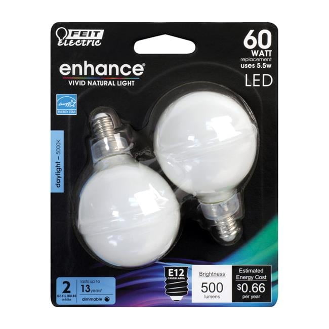 Enhance 5.5W G16.5 Filament LED Bulb, 500 Lumens - Daylight - Walmart.com