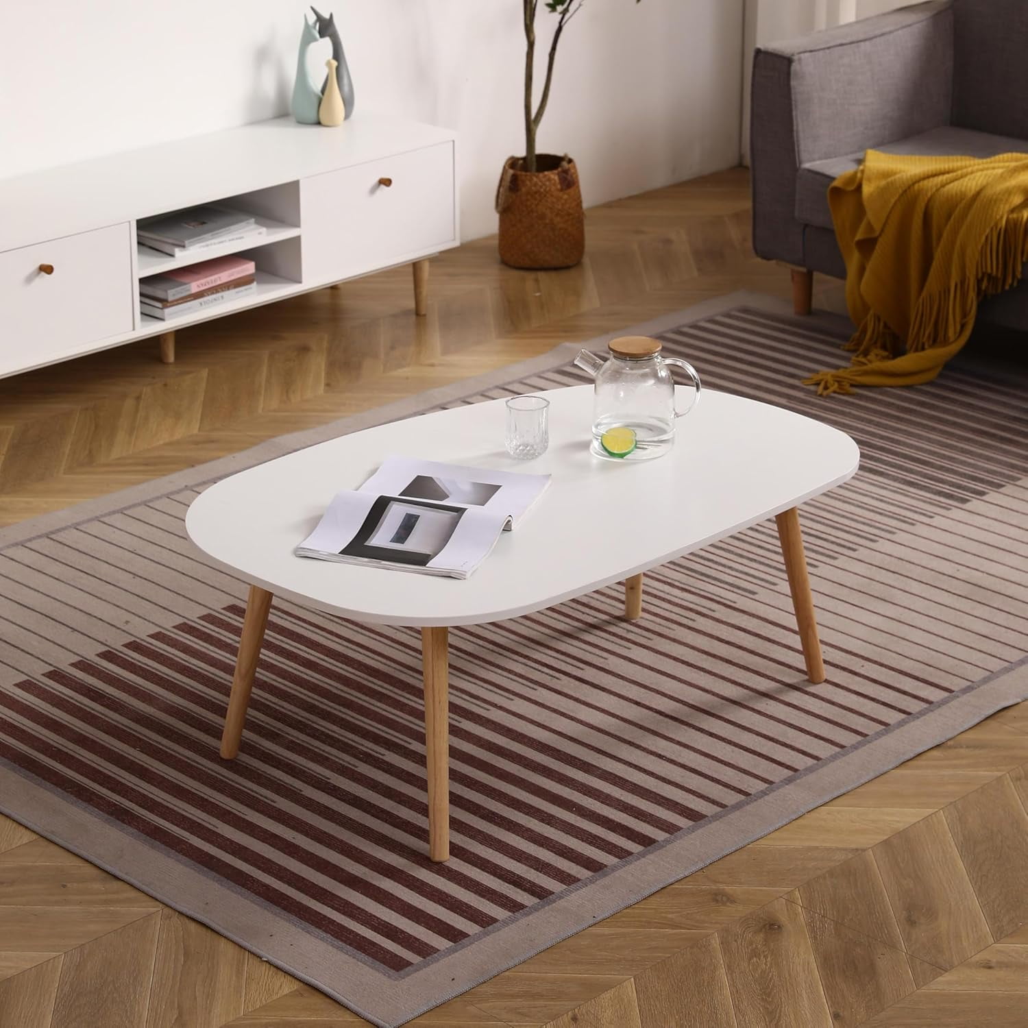 Enhance Living Room Ambiance with Modern Arc-Shaped Coffee Table ...