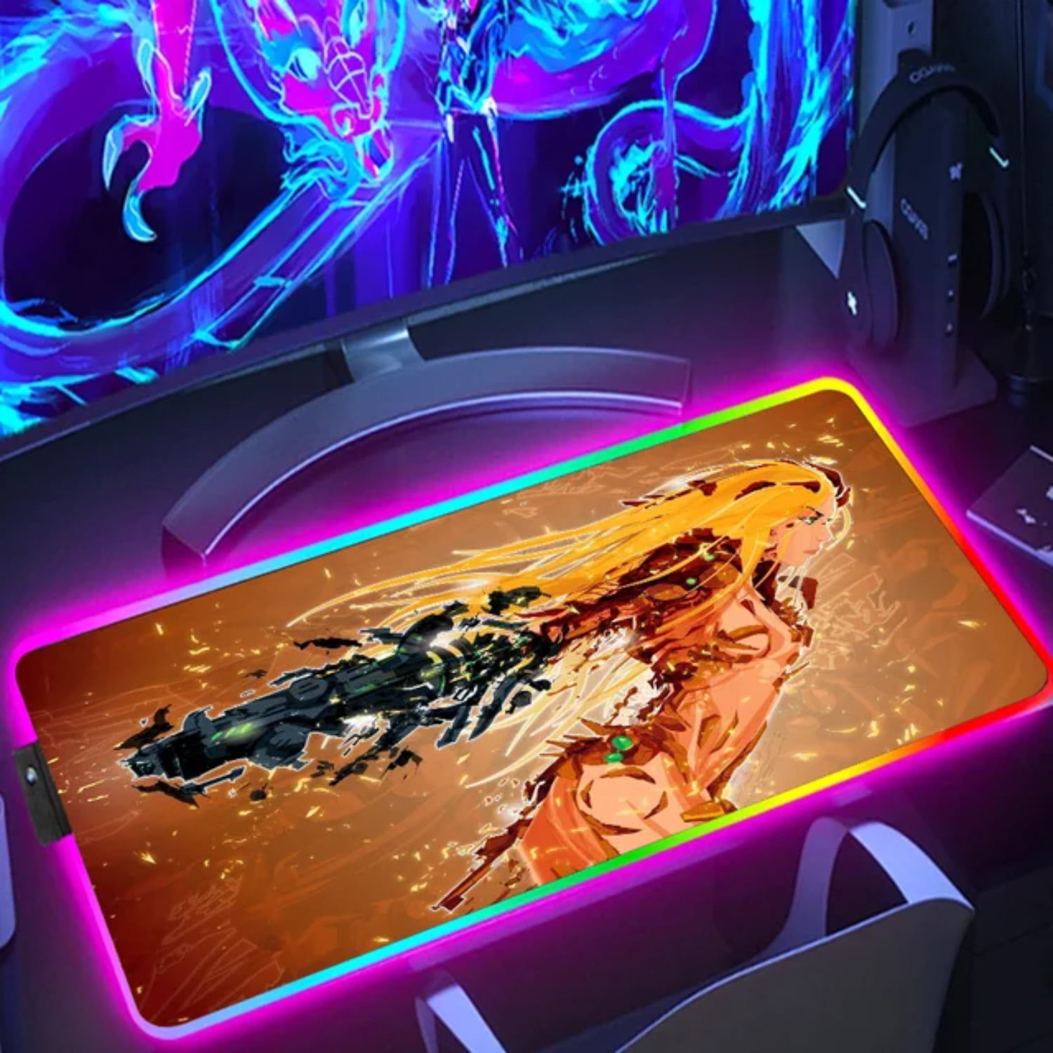 Enhance Your Gaming Setup with the Perfect RGB LED Light Metroid Keyboard Mouse Pad Desk Carpet ...