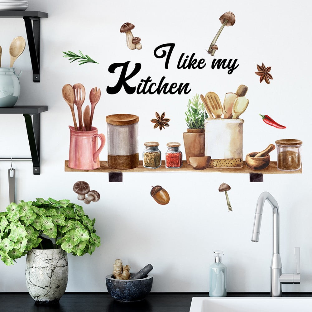 Enhance Your Kitchen Decor with Fun Design Cook Utensils Wall Stickers ...