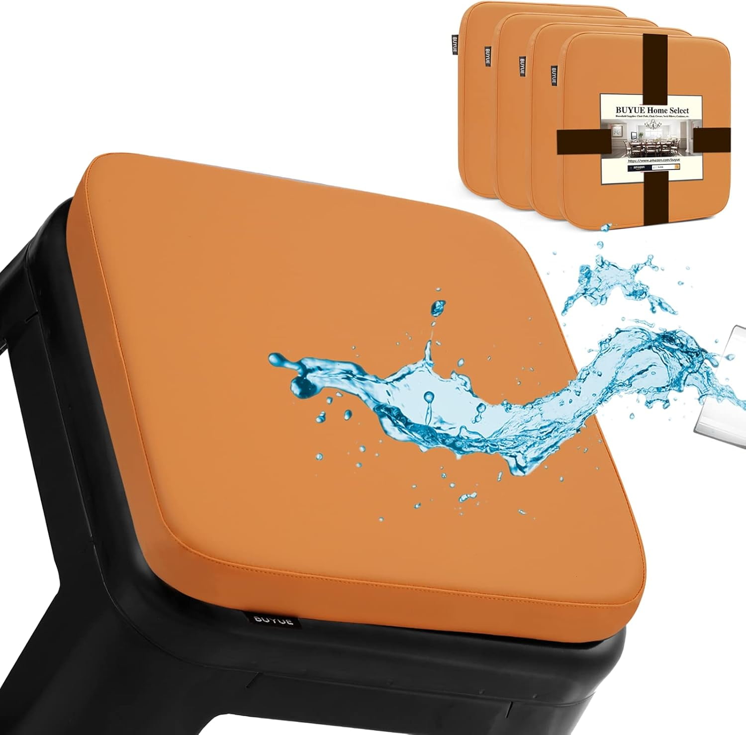 Enhanced Anti-Slip Magnetic Bar Stool Cushions Set of 4, Luxury PU Leather Waterproof Small Seat ...