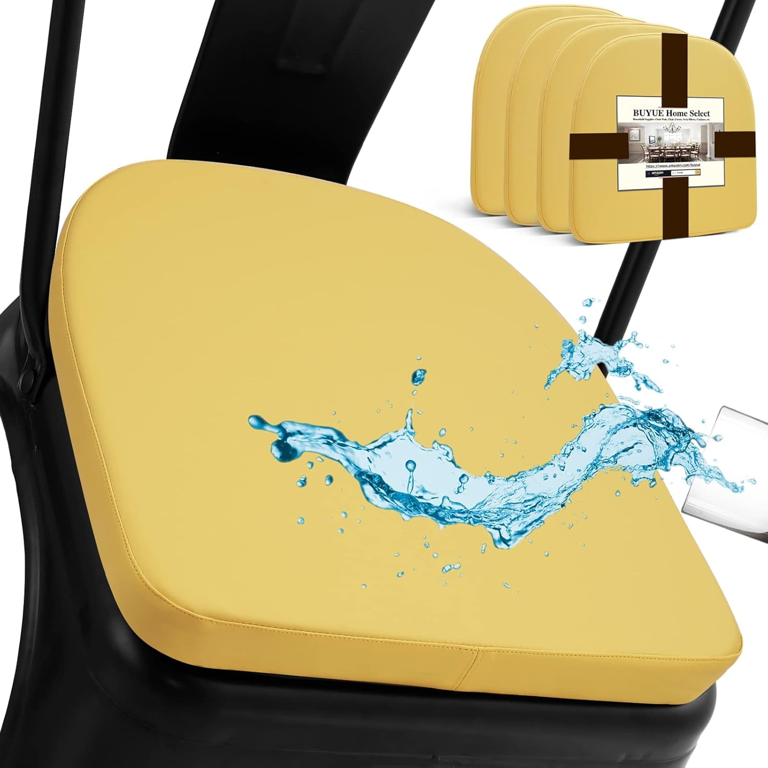 Enhanced Anti-Slip Magnetic Bar Stool Cushions Set of 4, Luxury PU Leather Waterproof Small Seat ...